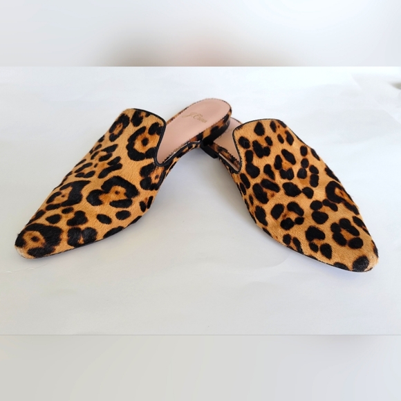 J. Crew | Shoes | J Crew Pointed Toe Calf Hair Leopard Mule Flats ...